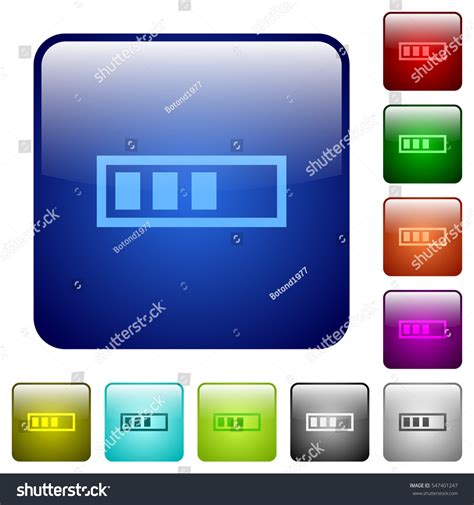 progressbar icons rounded square color glossy stock vector royalty