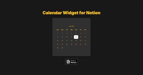 Calendar Widget For Notion
