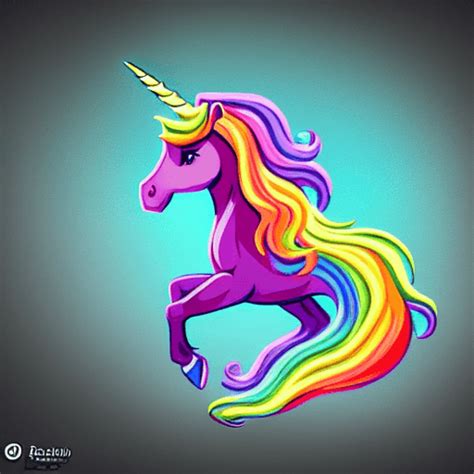 Beautiful Elegant Unicorn Running On A Rainbow · Creative Fabrica