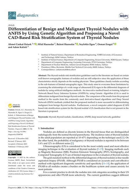 Pdf Differentiation Of Benign And Malignant Thyroid Nodules With