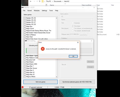 access to snes9x2010 hmod path denied · issue 1135 · clusterm