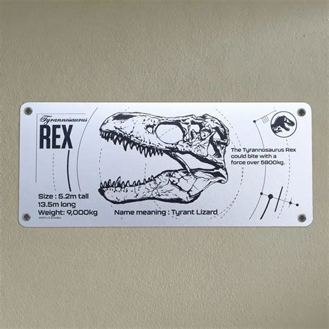 Jurassic Park T Rex Schematic Fémtábla Fanbase