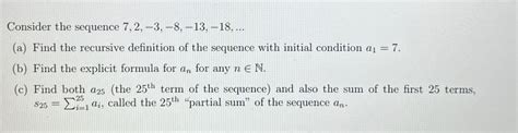 solved consider the sequence 7 2 3 8 13 18 dots a ﻿find