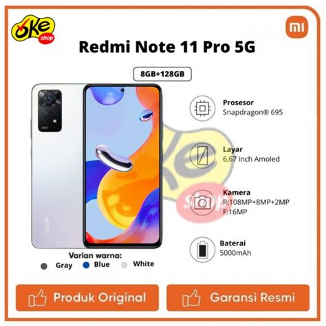 Jual Xiaomi Redmi Note 11 Pro 5G Smartphone 8 128GB Shopee Indonesia