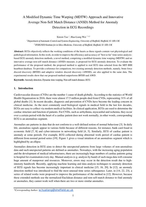 Pdf A Modified Dynamic Time Warping Mdtw Approach And Innovative