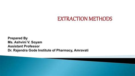 Extraction Methodspptx Chemistry Science