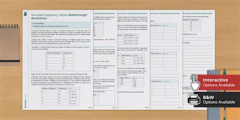 Grouped Frequency Tables Walkthrough Worksheet