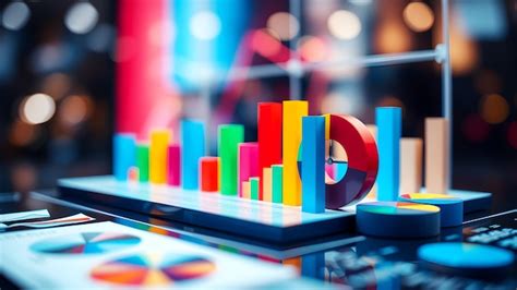 Abstract D Data Visualization With Colorful Bar Charts And Pie Graphs Premium AI Generated Image