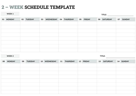 2 Week Schedule Template Highfile