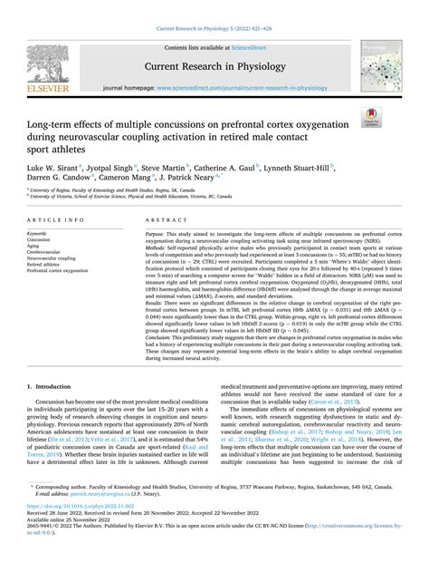 Pdf Long Term Effects Of Multiple Concussions On Prefrontal Cortex Oxygenation During