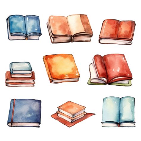 Watercolor Notebook Library Clip Art Watercolor Hand Draw PNG