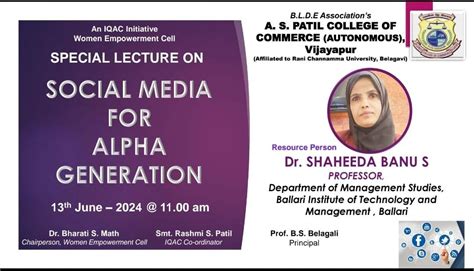 Drsyed Shaheeda On Linkedin Special Lecture On Social Media For Alpha