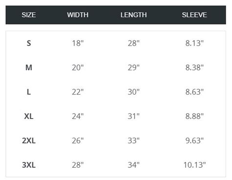 Sizing Guide Teespring Guide Custom