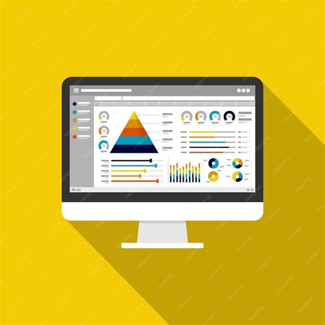 Premium Vector Web Statistics Analytic Charts On Computer Screen Icon