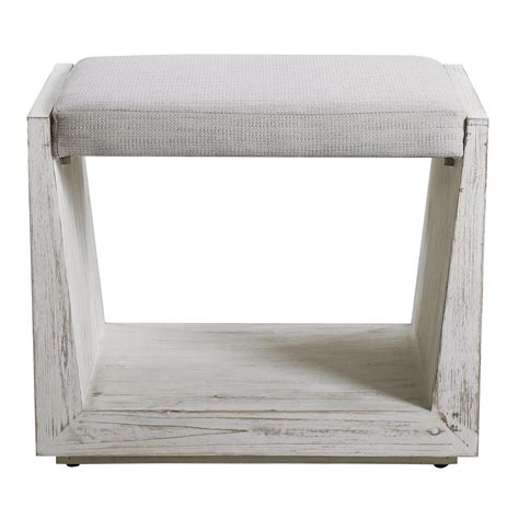 Rustic Small White Bench Coastal Whitewashed Furniture