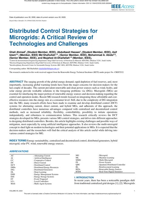 Pdf Distributed Control Strategies For Microgrids A Critical Review Of Technologies And
