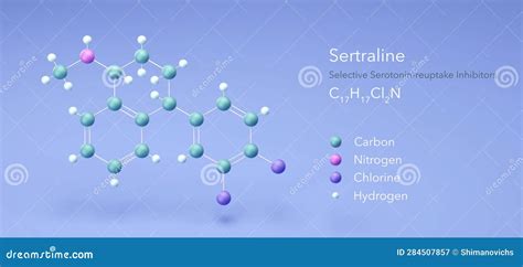 Sertraline Molecule Molecular Structures Selective Serotonin Reuptake Inhibitors 3d Model