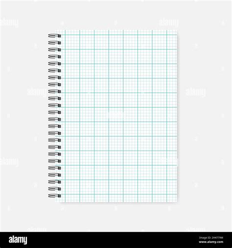 Spiral Grid Lined Notebook Realistic Mock Up Wire Bound Cross Section