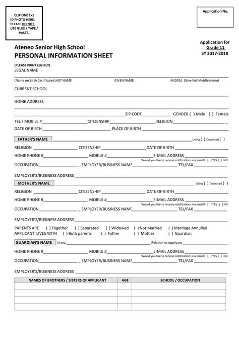 Free Printable Personal Information Form Templates Pdf Word Basic