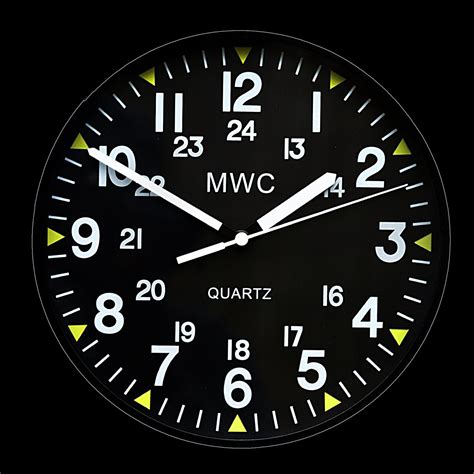 Mwc Us Military Pattern 12 24 Hour Wall Clock With Silent Sweep Moveme