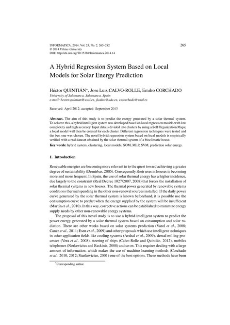 Pdf A Hybrid Regression System Based On Local Models For Solar Energy Prediction
