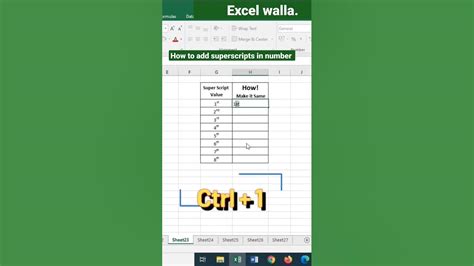 How To Add Superscripts In Number Excelshorts Youtube