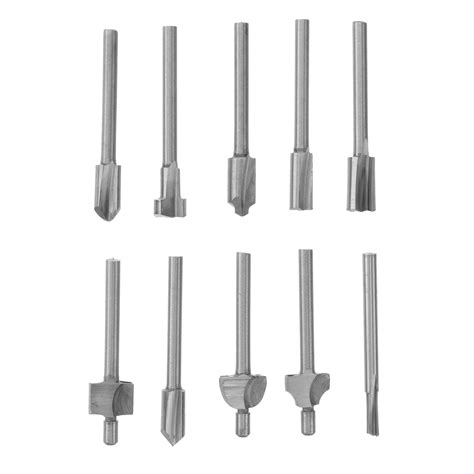 10pcs 18 Inch Hss Titanium Router Bits For Foredom Rotary Tool Silver