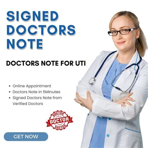 Doctors Note For Uti Printable Template Signed