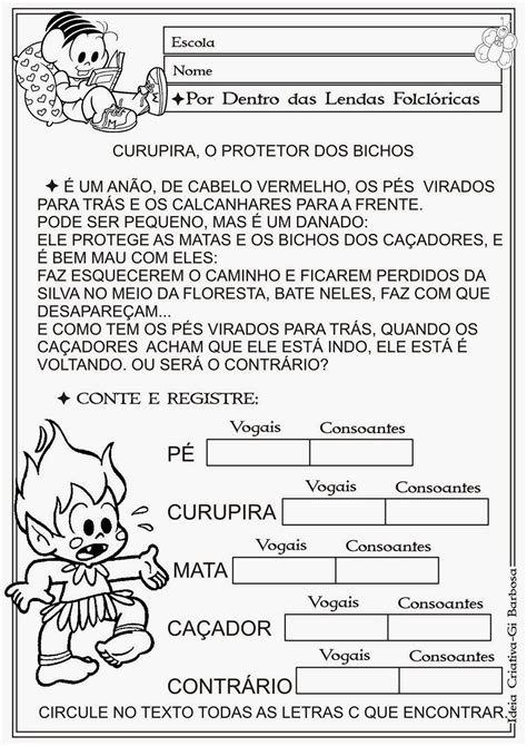 Atividades Curupira Educação Infantil Retoedu