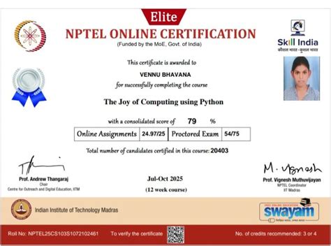 Nptel Python Programming Certification Iitmadras Onlinelearning