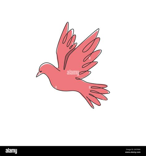 Single Continuous Line Drawing Of Adorable Flying Dove Bird For Logo