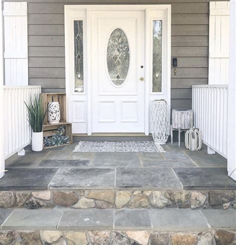Front Porch Stone And Tile Design