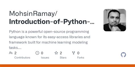GitHub MohsinRamay Introduction Of Python And Machine Learning In
