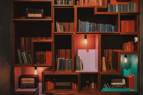 Download A Room With A Colorful Bookcase And A Radio