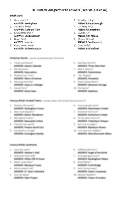 Solution Printable Anagrams Questions Studypool Worksheets Library