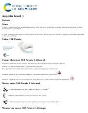 Learn How To Synthesize Aspirin Experiments Points Yield Course Hero