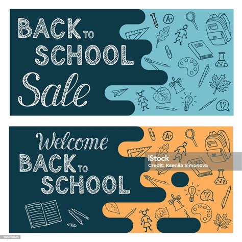 학교 수평 전단지로 돌아갑니다 교육 패턴구성 포스터 전단지 배너 브로셔에 대한 교육 템플릿 개념 학교 판매에 다시 오신 것을 환영합니다손으로 쓴 문자 0명에 대한 스톡 벡터