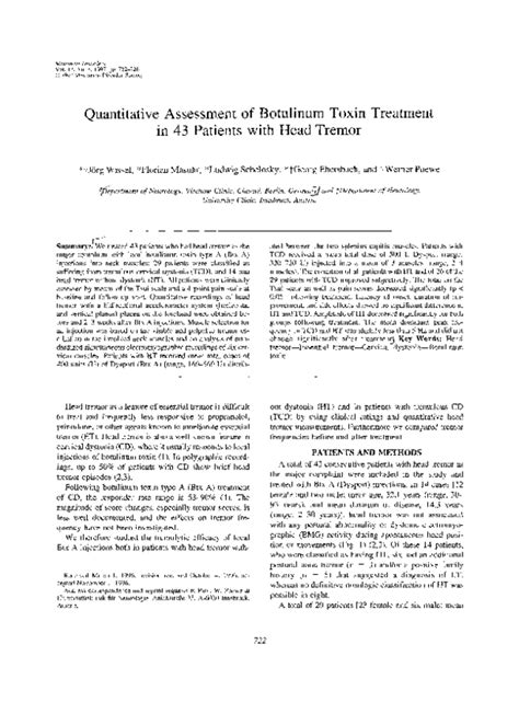 Pdf Quantitative Assessment Of Botulinum Toxin Treatment In 43