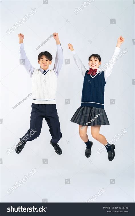 Asian Female Male Babe Jumping Studio Stock Photo 2366318783 Shutterstock