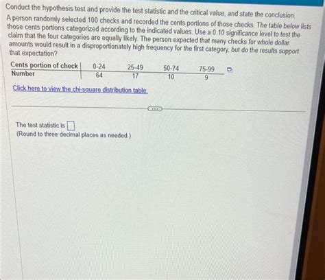 Solved Part The Test Statistic Is Part The Critical Chegg