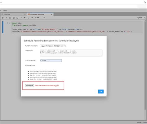 There Was An Error Submitting Job Issue Tiburon Security Jupyterlab Scheduler GitHub