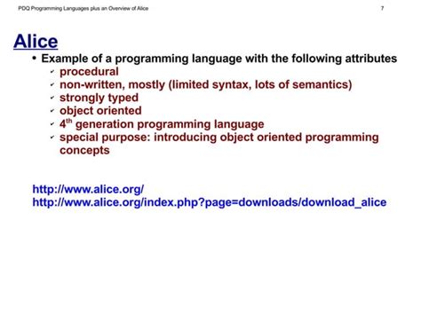 pdq programming languages plus an overview of alice frank ducrest odp