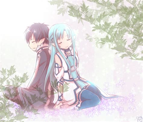 Safebooru 1boy 1girl Asuna Sao Asuna Sao Alo Back To Back Black