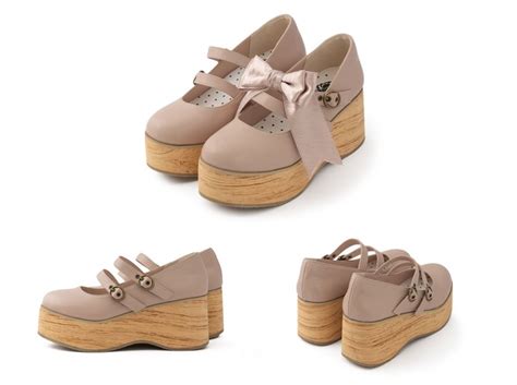 Bow Accents Pink Platform Shoes