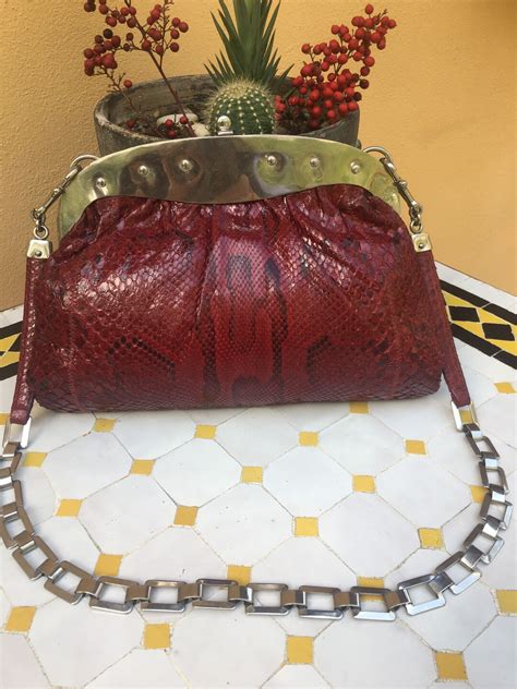 60s Vintage Pochette Pythonleather Python Etsy