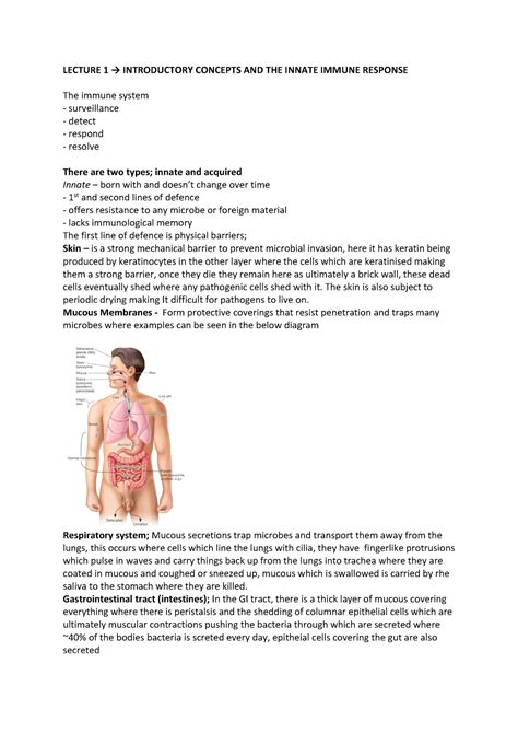Module Lecture Immunobiology LECTURE ³ INTRODUCTORY CONCEPTS AND THE INNATE IMMUNE