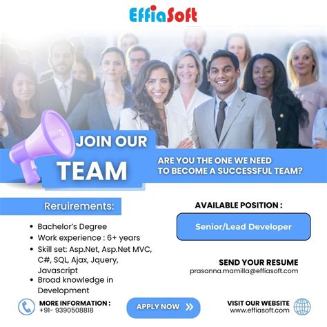 Effiasoft On Linkedin Immediatehiring Hyderabadjobs Seniordeveloper Leaddeveloper Techjobs