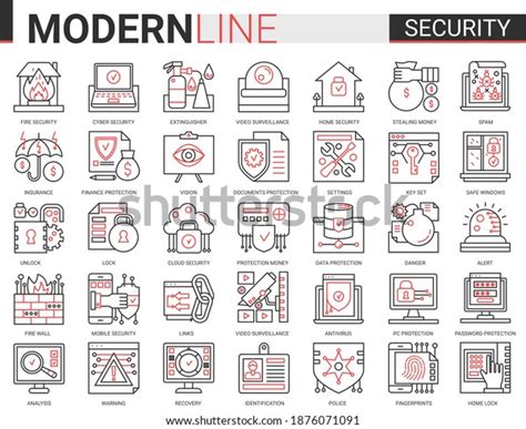 Security Outline Mini Concept Symbols Data Stock Vector Royalty Free