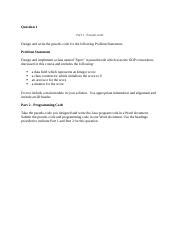 Final Questions Docx Question Part Pseudo Code Design And Write The Psuedo Code For The