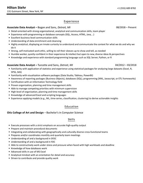 Associate Data Analyst Resume Samples Velvet Jobs